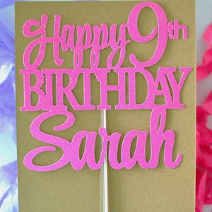 9th Birthday Name Cake Topper, Custom Cake Topper, One Cake Topper ...