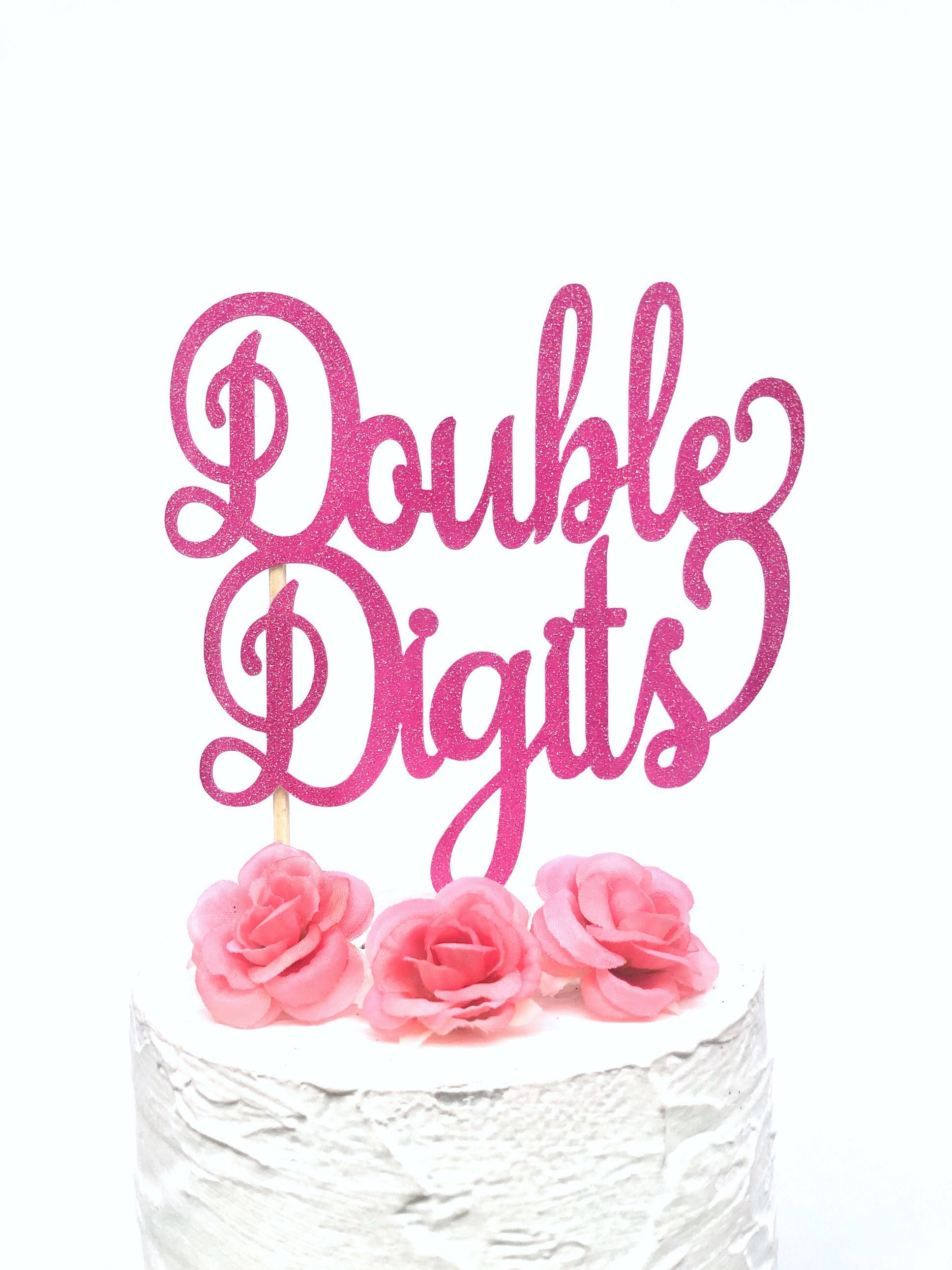 Glitter double Digits Ten Cake Topper 10th | Etsy