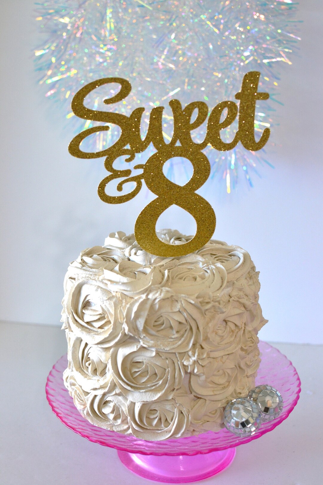 Sparkly Glitter Sweet & 8 Cake Topper, 8 is Great Cake Topper. 8th ...