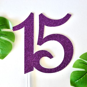 Glitter 15 Birthday Age Cake Topper, 15th Birthday, Quince Birthday ...