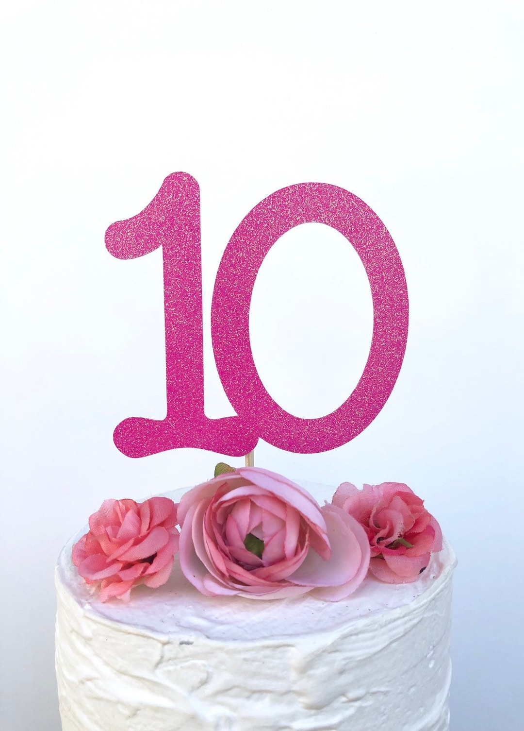 Glitter "10" Ten Cake Topper, 10th Birthday, 10 Year Wedding, Happy ...
