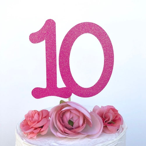 Glitter 10 Ten Cake Topper 10th Birthday 10 Year - Etsy