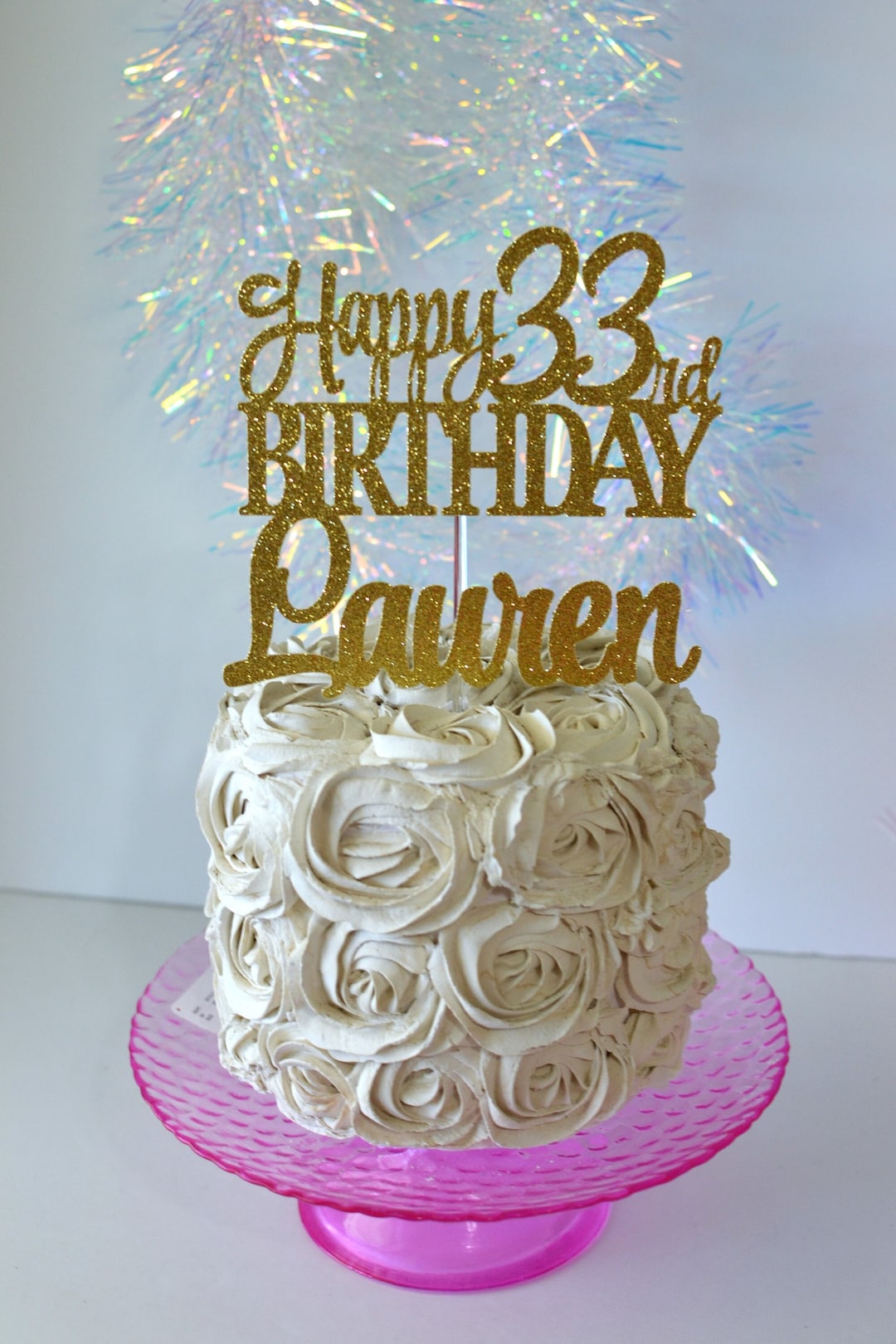 Happy 33rd Birthday Name Cake Topper - Etsy