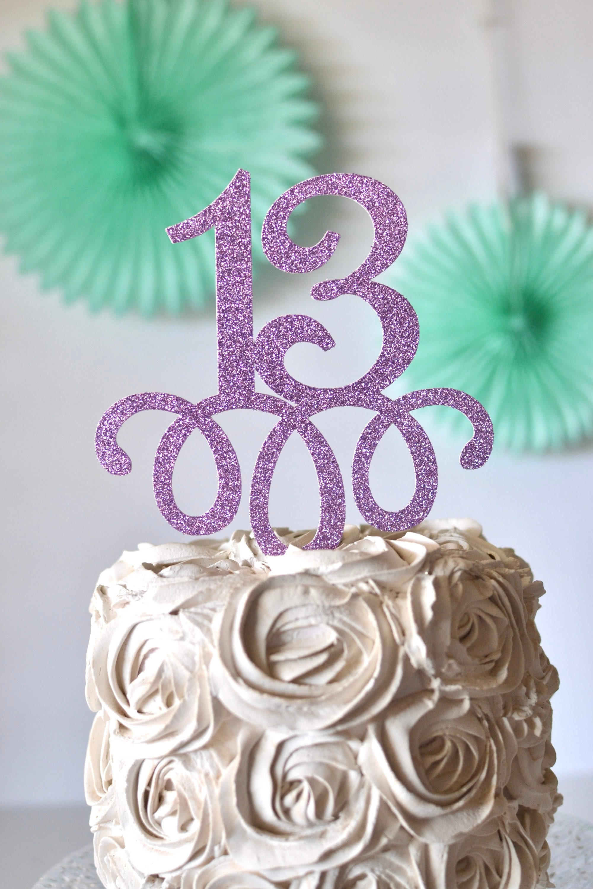 Glitter 13 Birthday Age Cake Topper, 13th Birthday, Thirteen Birthday ...