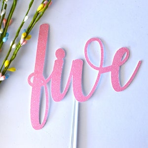 Five Cake Topper, 5th Birthday Topper, 5 Cake Topper, Glitter Five ...