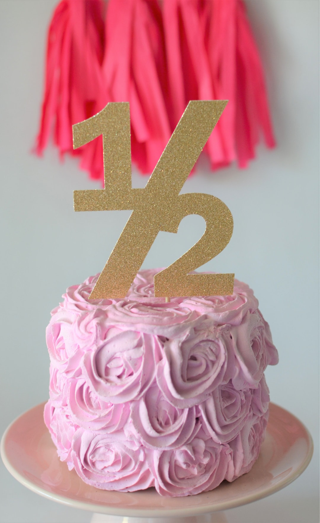 Glitter 1/2 Birthday Cake Topper, 6 Months Cake Topper, Happy Half ...