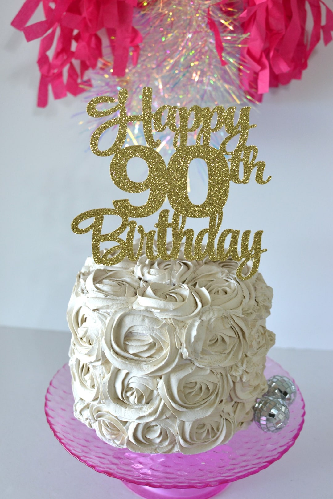 Glitter 90 Years Loved, Cake Topper. Ninety Cake Topper. 90th Birthday ...
