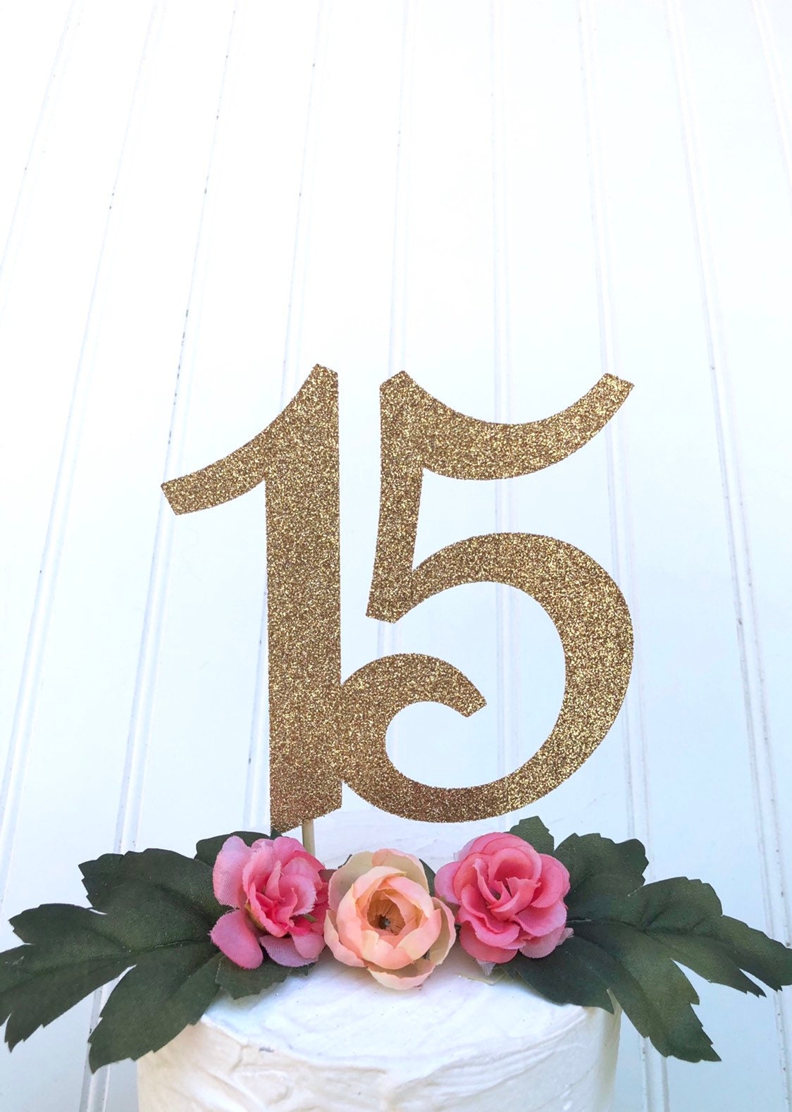 Glitter 15 Birthday Age Cake Topper, 15th Birthday, Quince Birthday ...