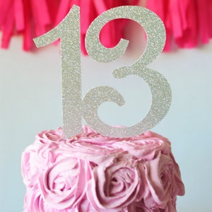 Glitter 13 Birthday Age Cake Topper, 13th Birthday, Thirteen Birthday ...