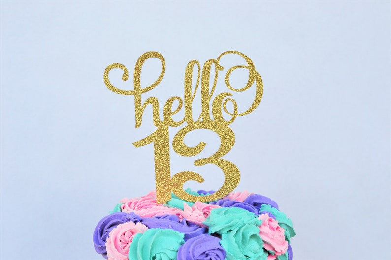 Glitter Hello 13 Birthday Age Cake Topper 13th Birthday - Etsy