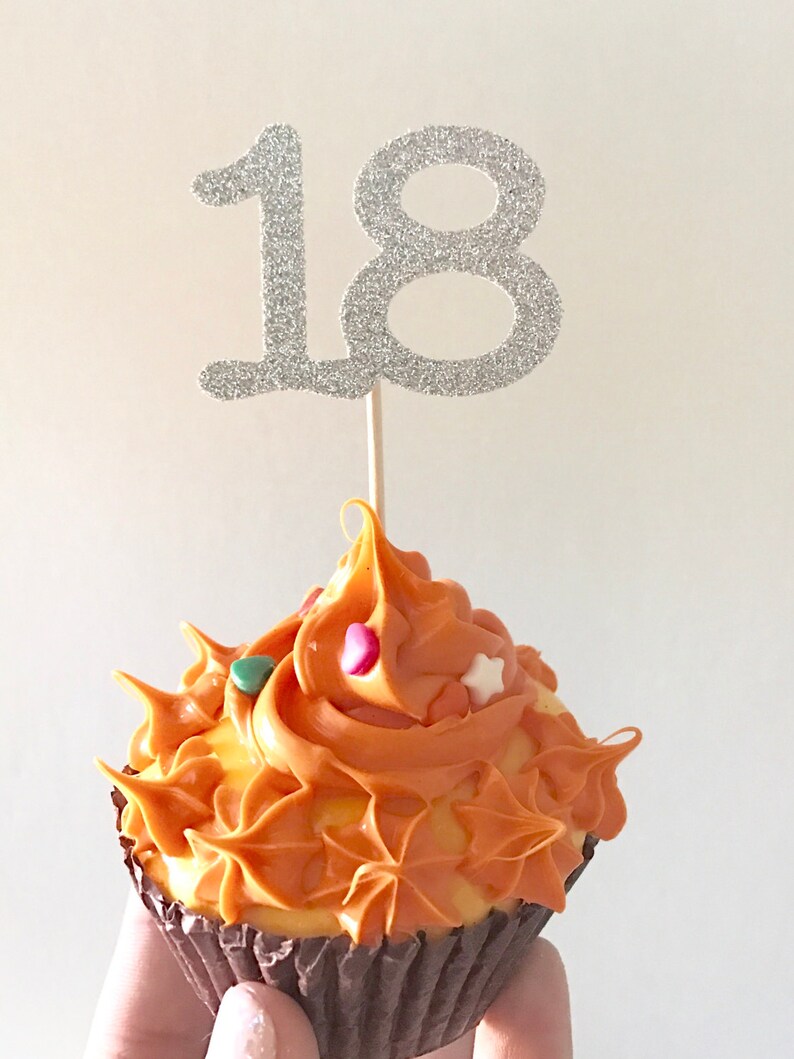 Glitter 18 Cupcake Toppers 18 years old 18th birthday Happy | Etsy