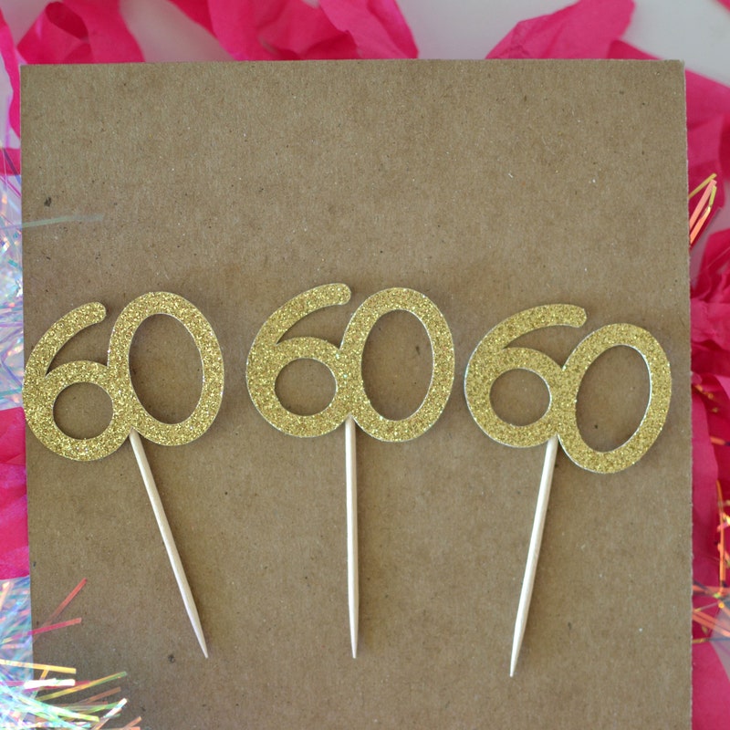 60th Cupcake Toppers - Etsy