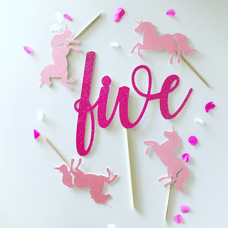 Five Cake Topper 5th Birthday Topper 5 Cake Topper Glitter | Etsy