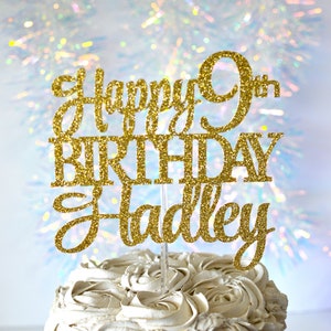 9th Birthday Name Cake Topper, Custom Cake Topper, One Cake Topper ...