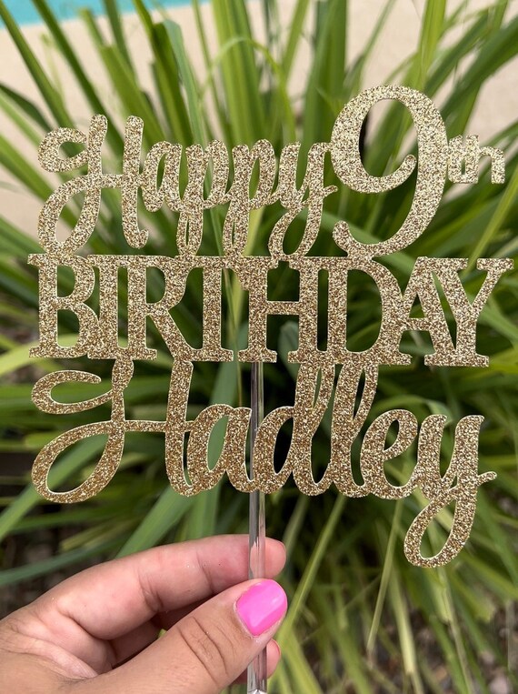 9th Birthday Name Cake Topper Custom Cake Topper One Cake - Etsy