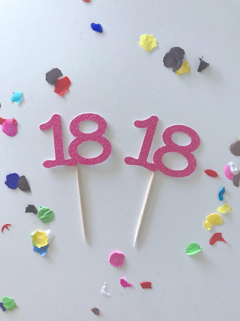 Glitter 18 Cupcake Toppers 18 years old 18th birthday Happy | Etsy