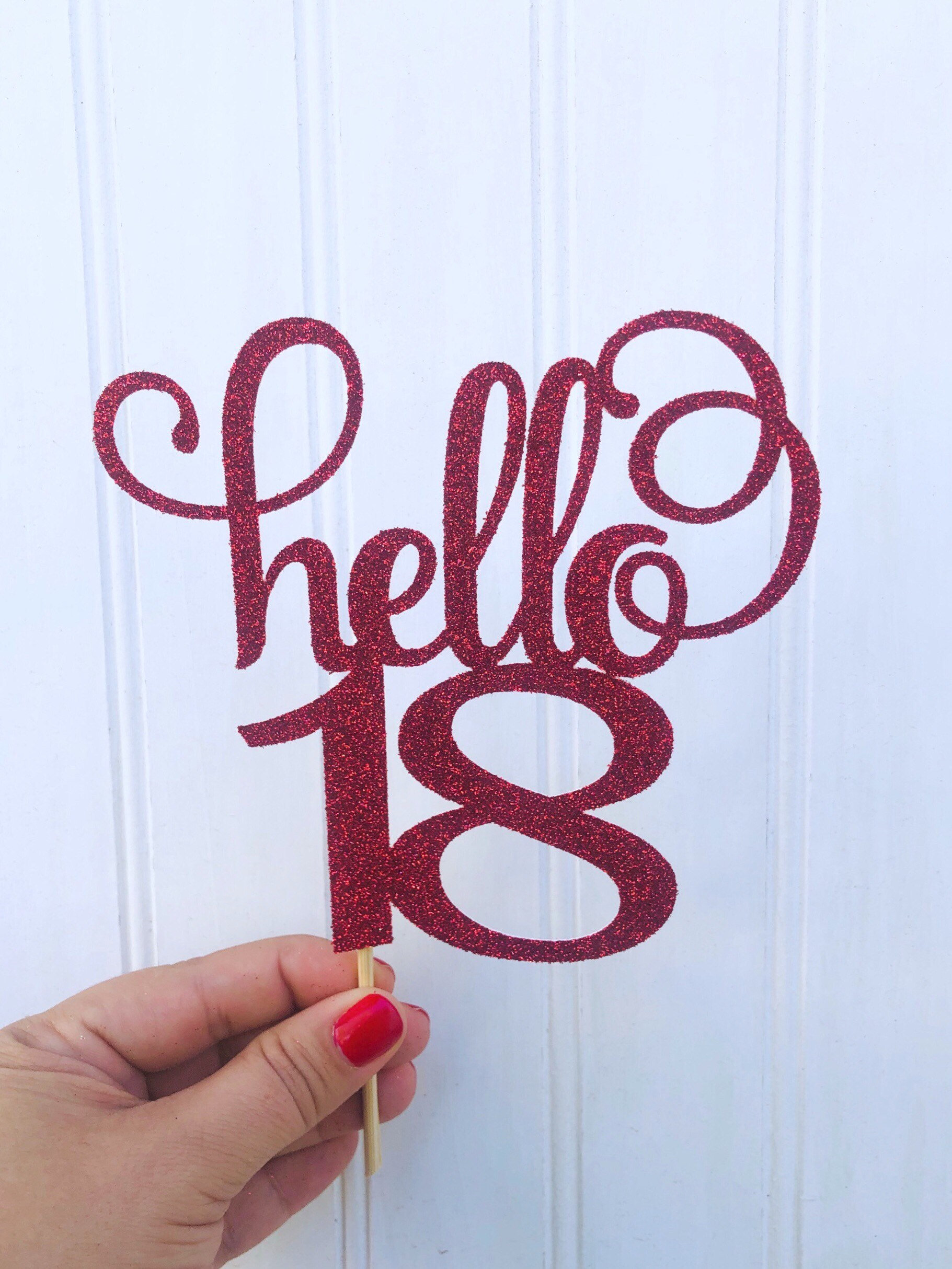 Glitter hello 18 Birthday Age Cake Topper 18th birthday | Etsy