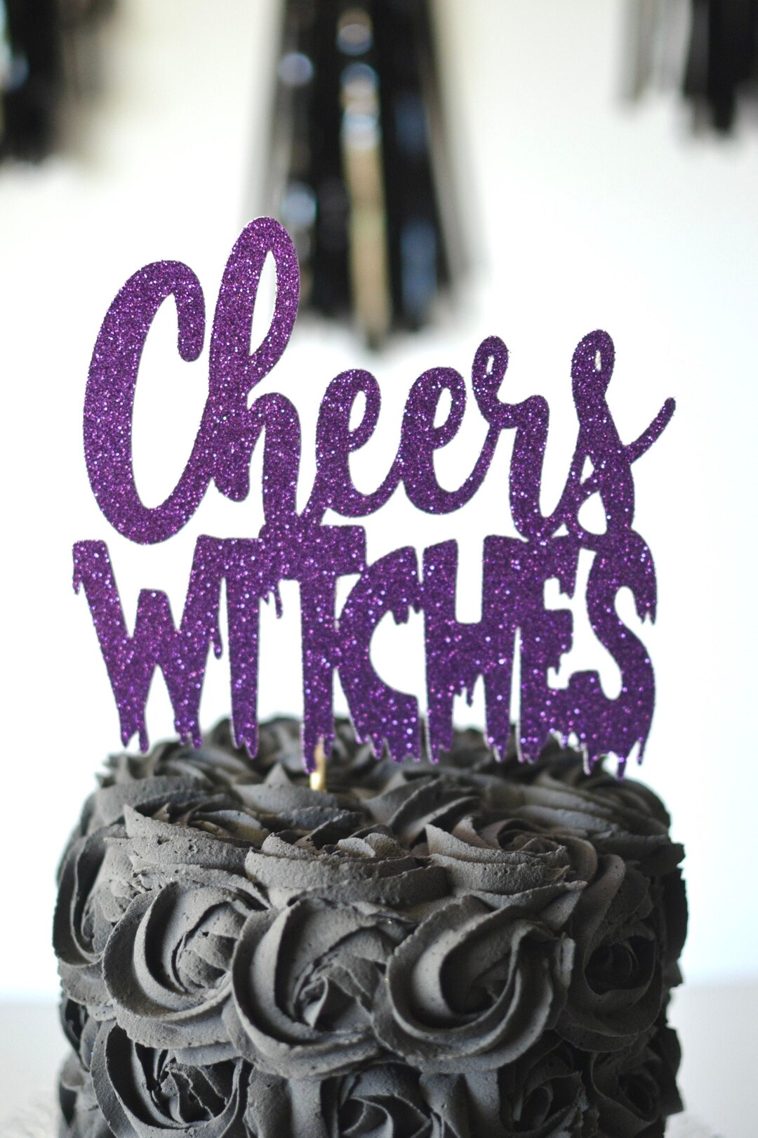 Cheers Witches Cake Topper, Halloween Cake Topper, Glitter Witch Topper ...