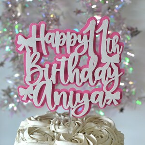 11th Personalized Name With Age White and Pink Happy Birthday Name With ...