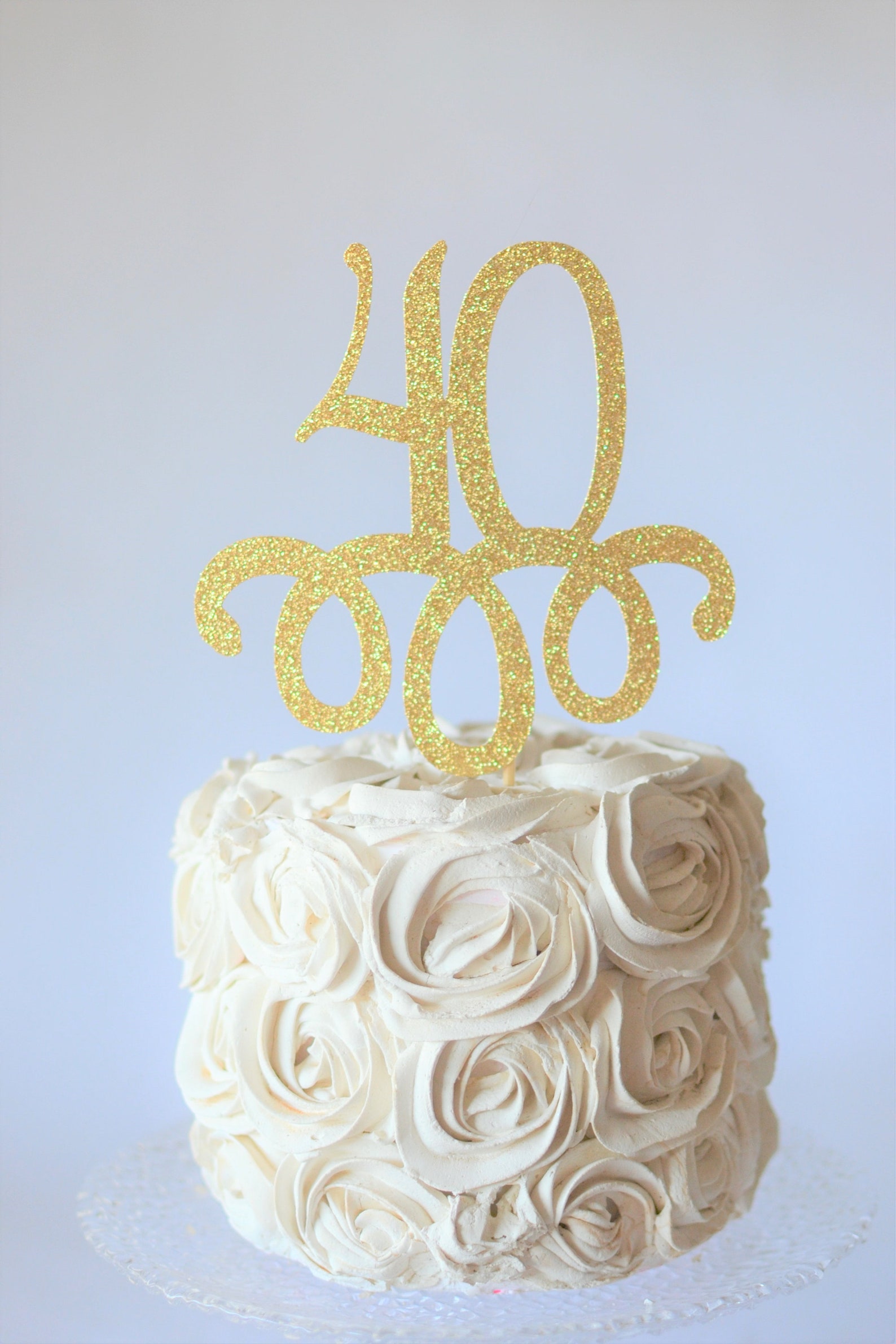 Glitter 40 Cake Topper Happy 40th Birthday 40 Birthday Pick | Etsy