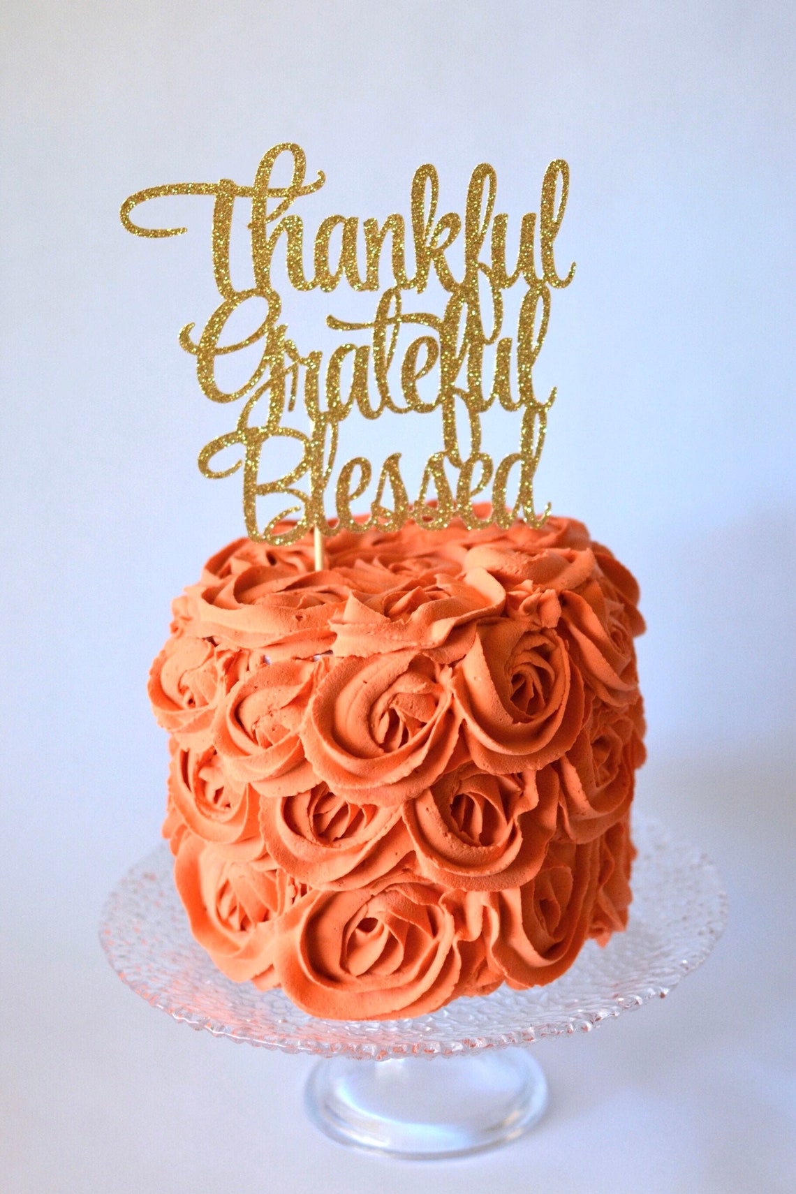 Glitter 'thankful Grateful Blessed' Cake Topper: Thanksgiving Christmas ...