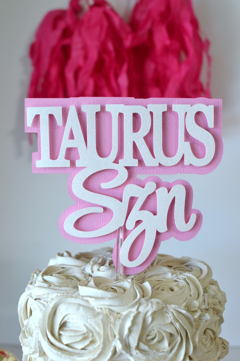 Taurus SZN Pink and White, Taurus Season Cake Topper, Cake Charm ...