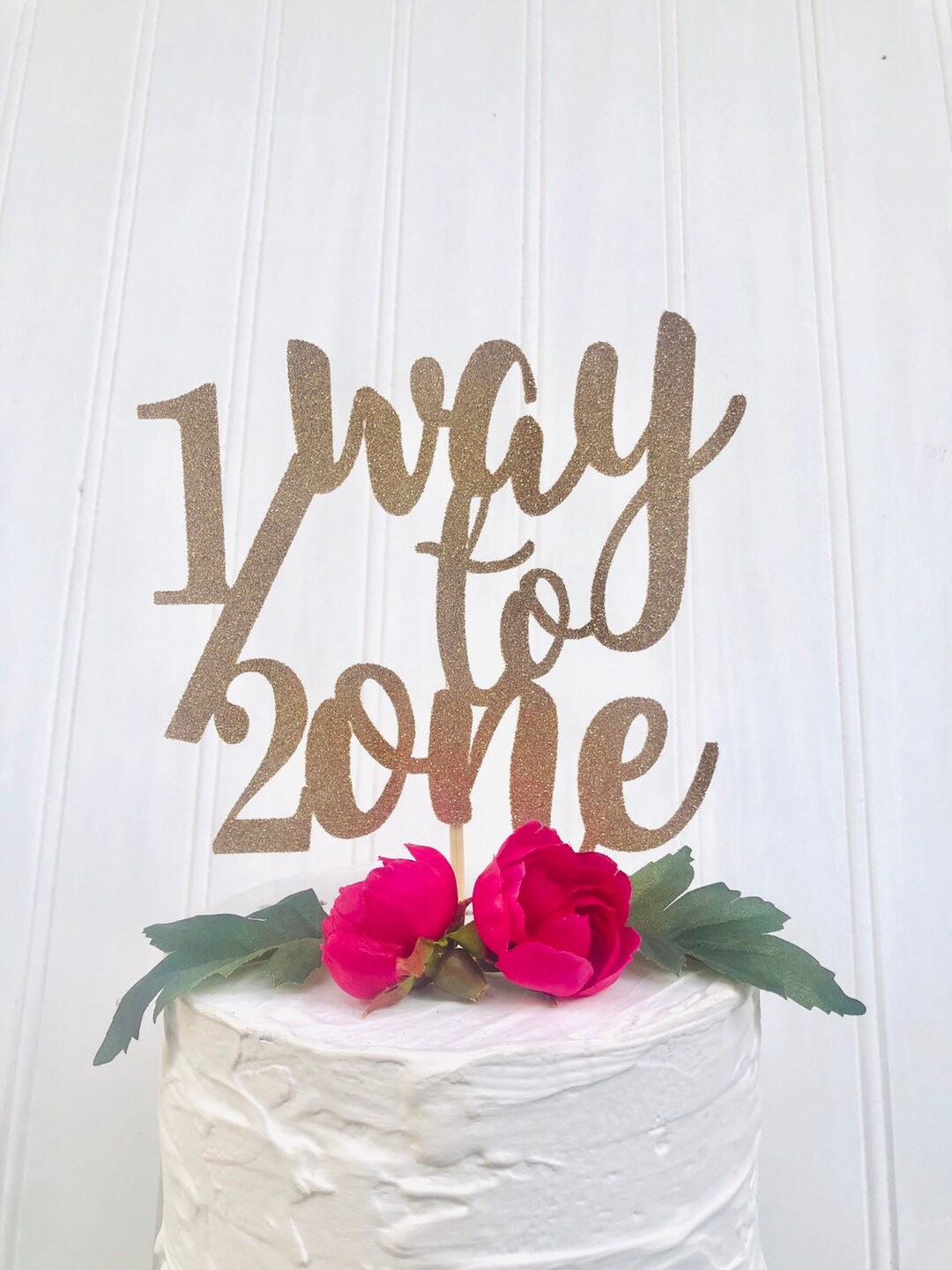 1/2 Way to One, 6 Months Cake Topper, 1/2 Birthday Glitter Cake Topper ...