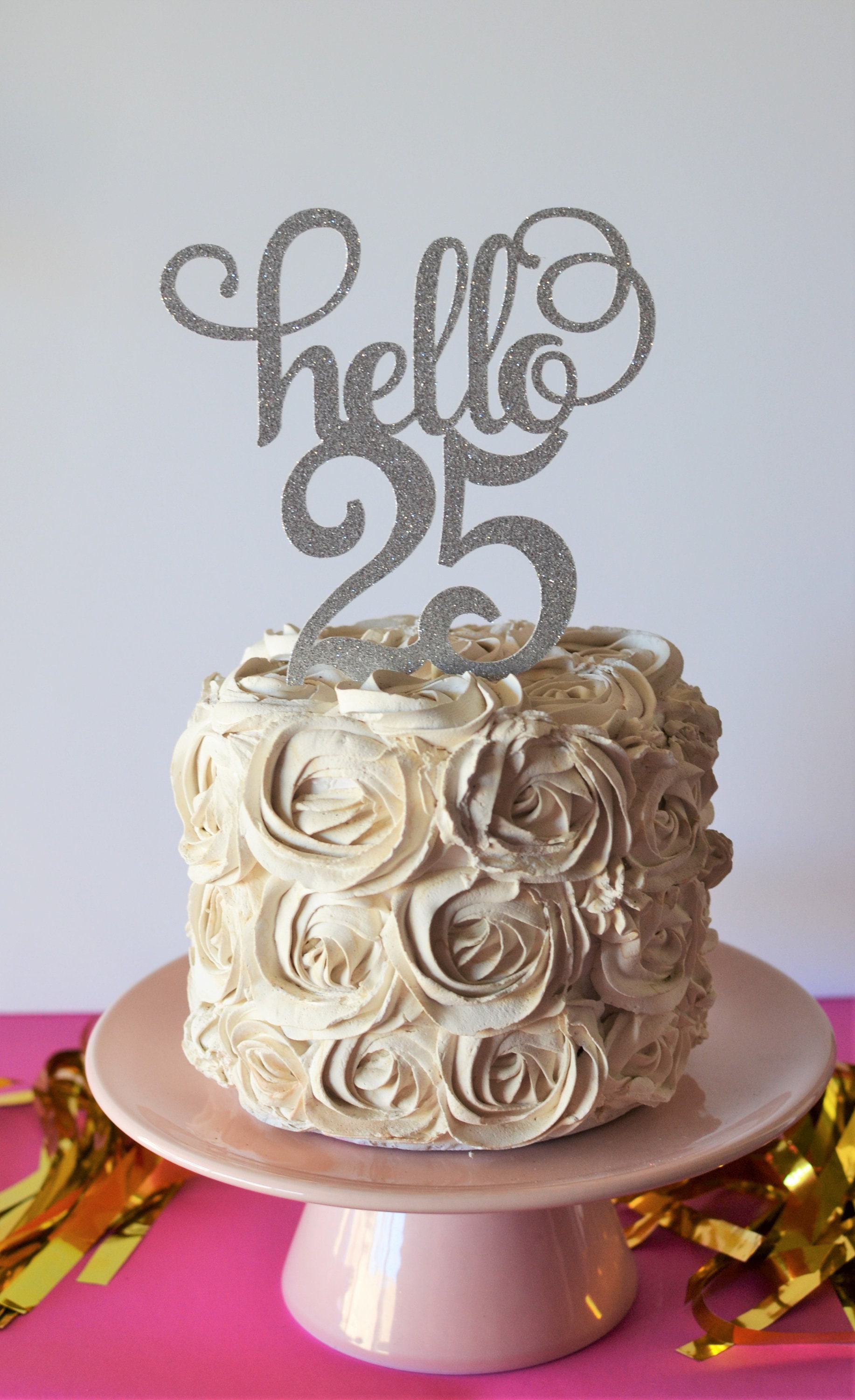 Glitter hello 25 twenty five topper 25th birthday 25 | Etsy