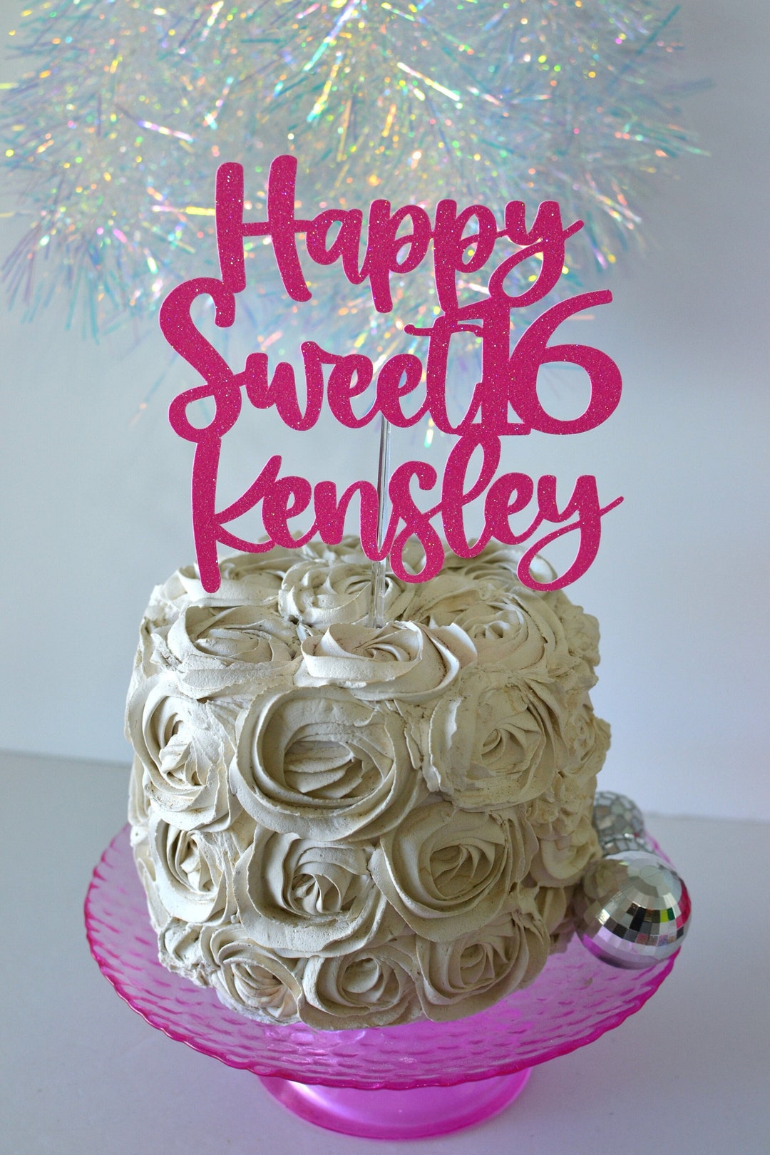 Happy Sweet 16th Birthday Name Cake Topper, Custom Cake Topper ...
