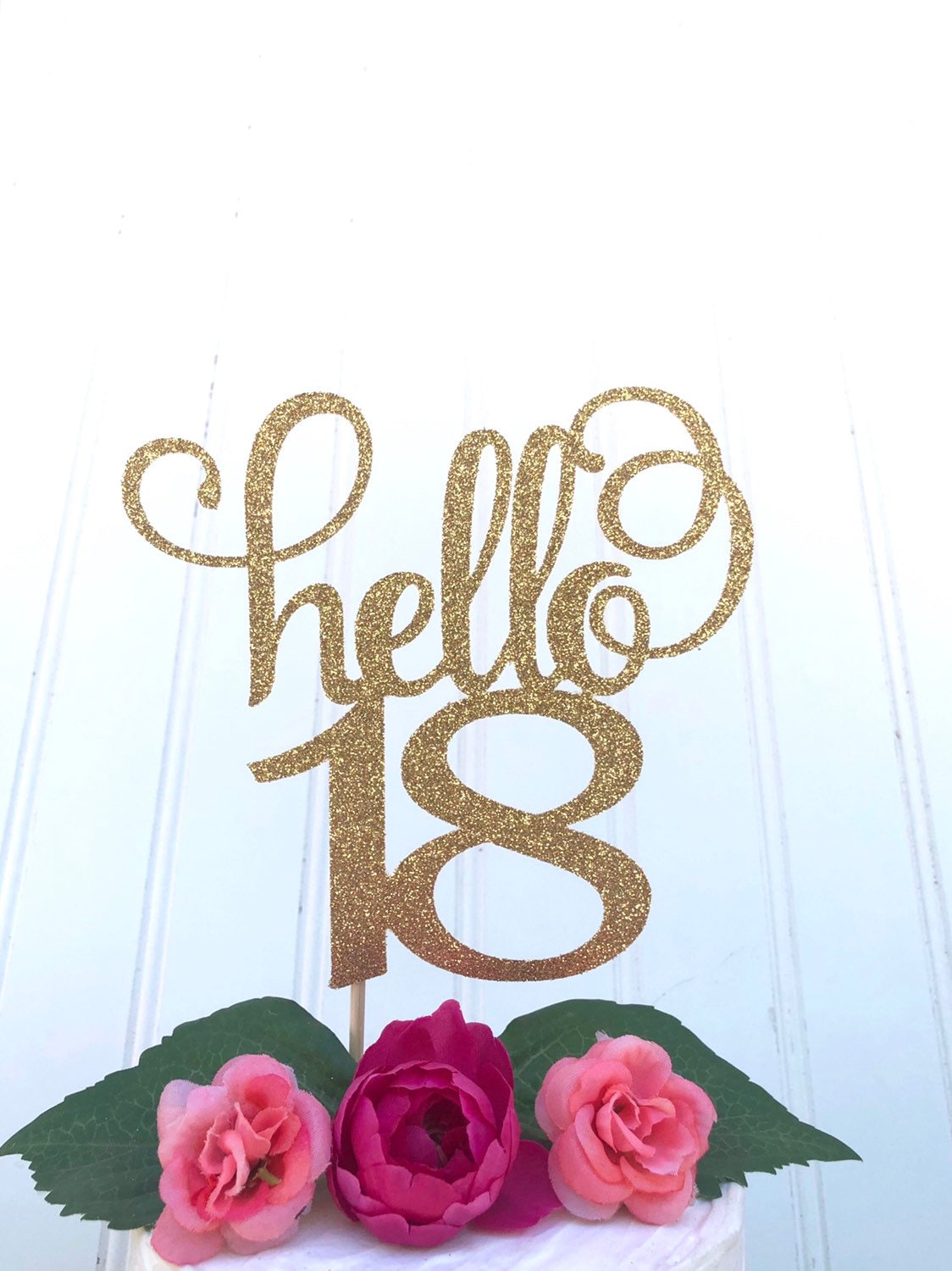 Glitter hello 18 Birthday Age Cake Topper 18th birthday | Etsy