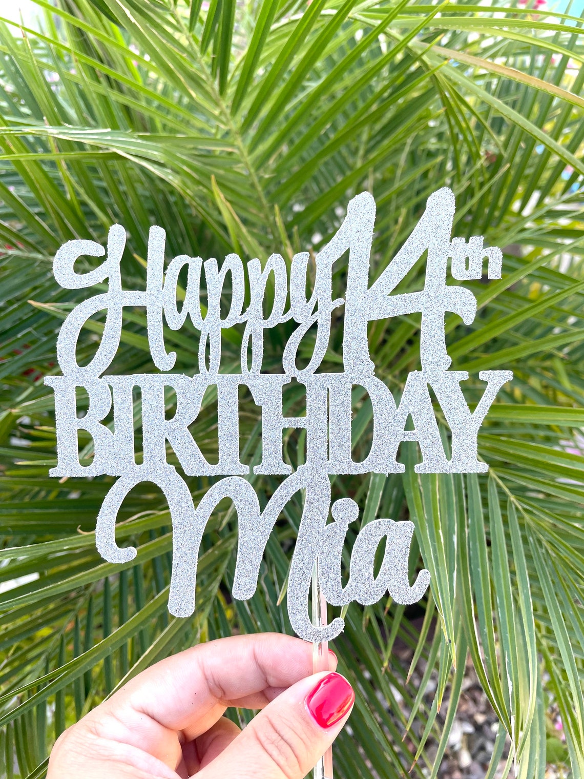 Happy 14th Birthday Personalized Name Cake Topper, Custom Cake Topper ...