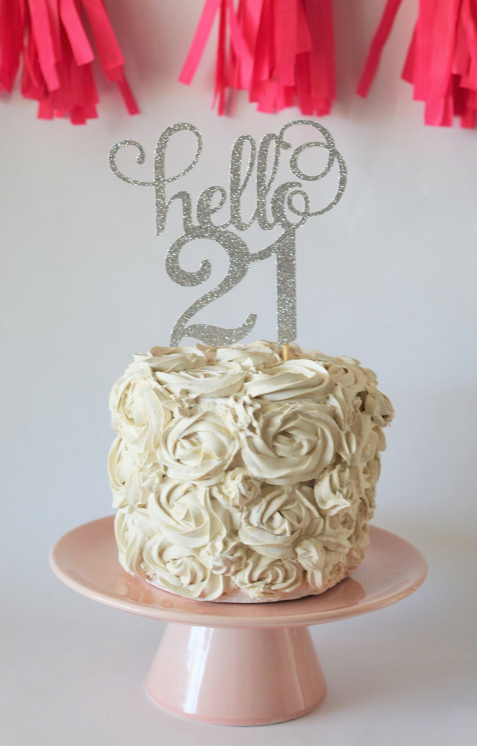 Glitter hello 21 21st Birthday Cake Topper Twenty One Gold | Etsy