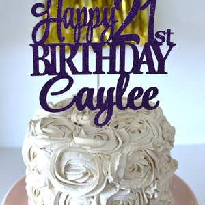Glitter Happy 21st Birthday Personalized Cake Topper, Hello 21, Twenty ...