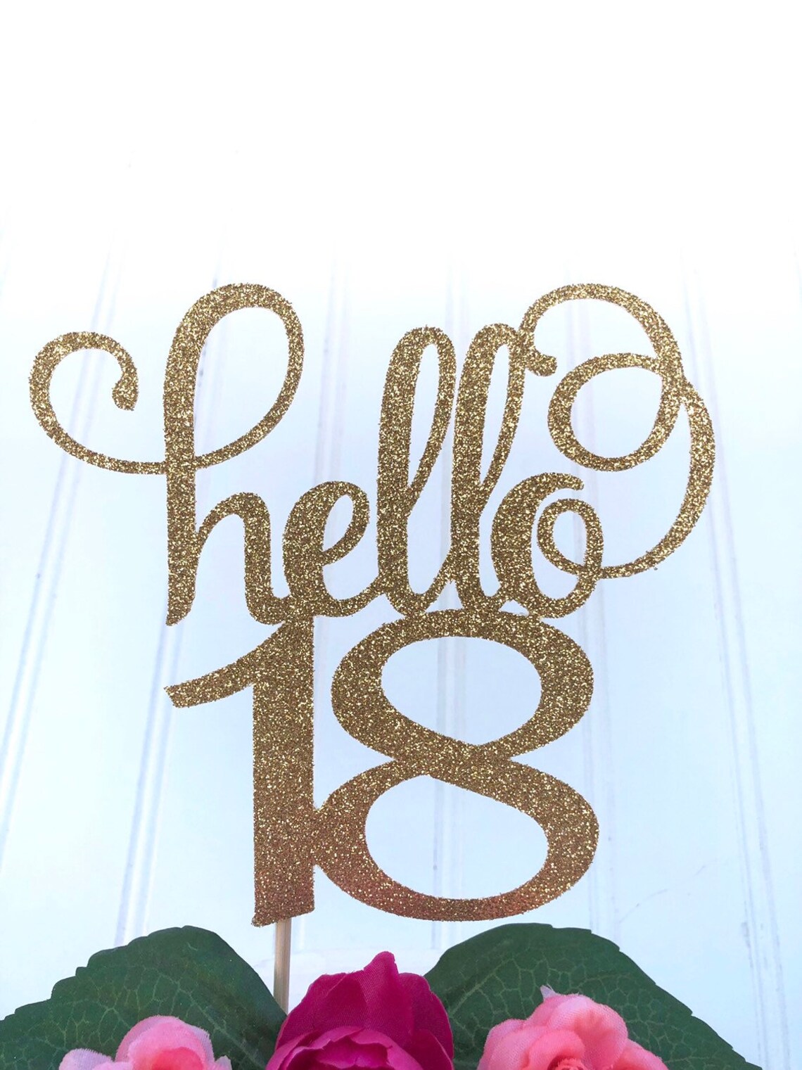 Glitter hello 18 Birthday Age Cake Topper 18th birthday | Etsy