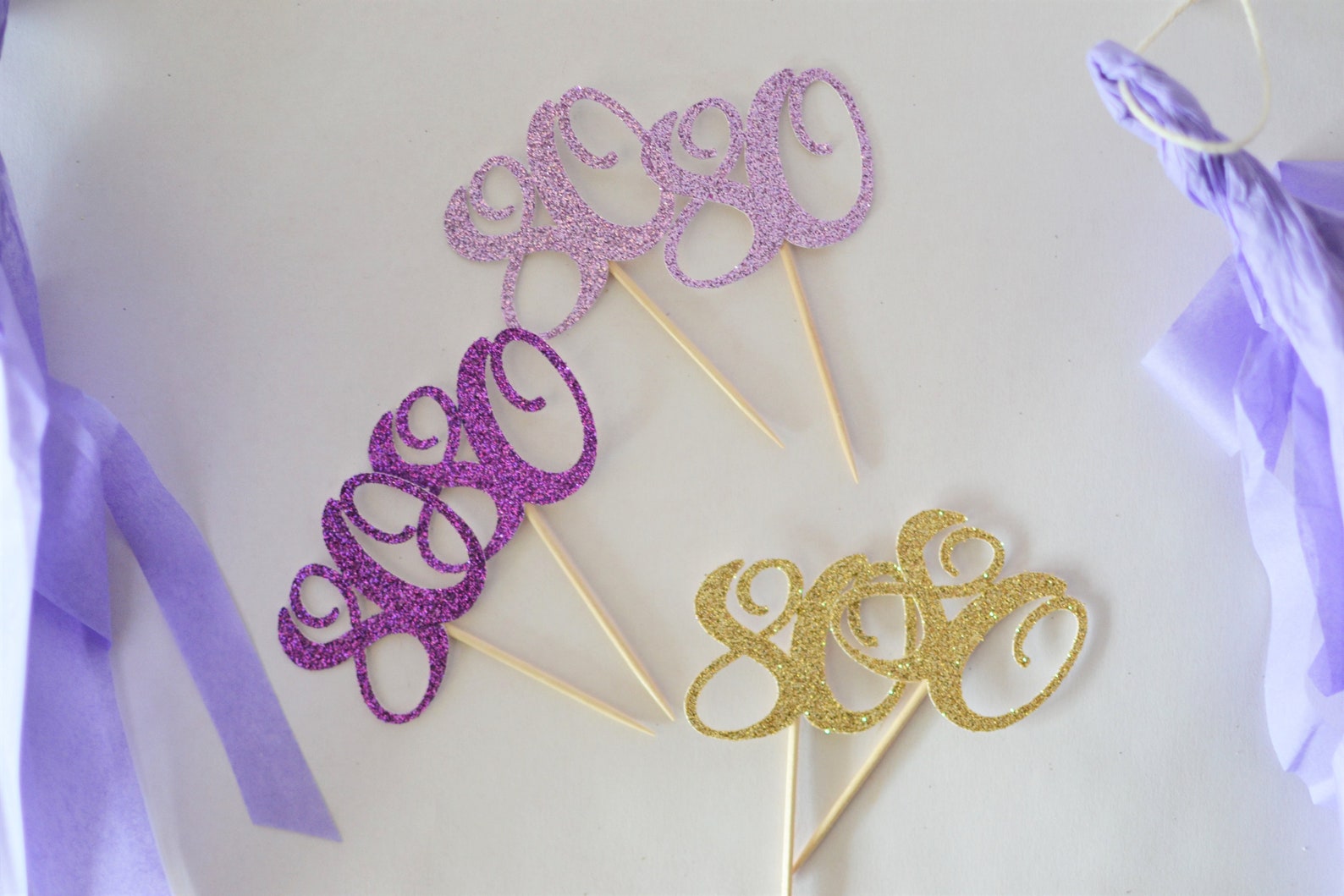 Glitter 80 Cupcake Toppers, 80 Topper, 80th Birthday Cake, 80 Birthday ...