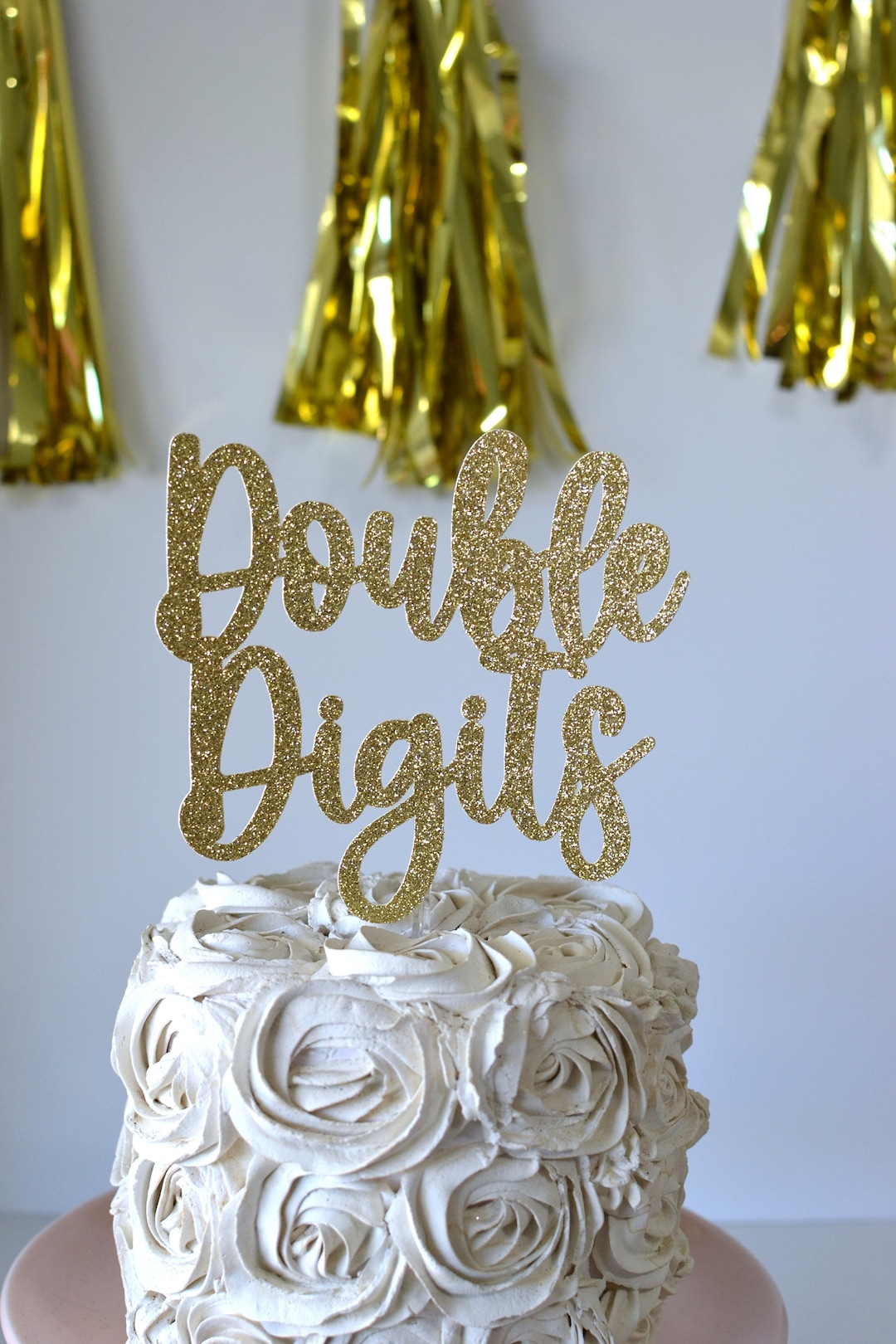 Glitter "double Digits" Ten Cake Topper, 10th Birthday, 10 Year Wedding ...