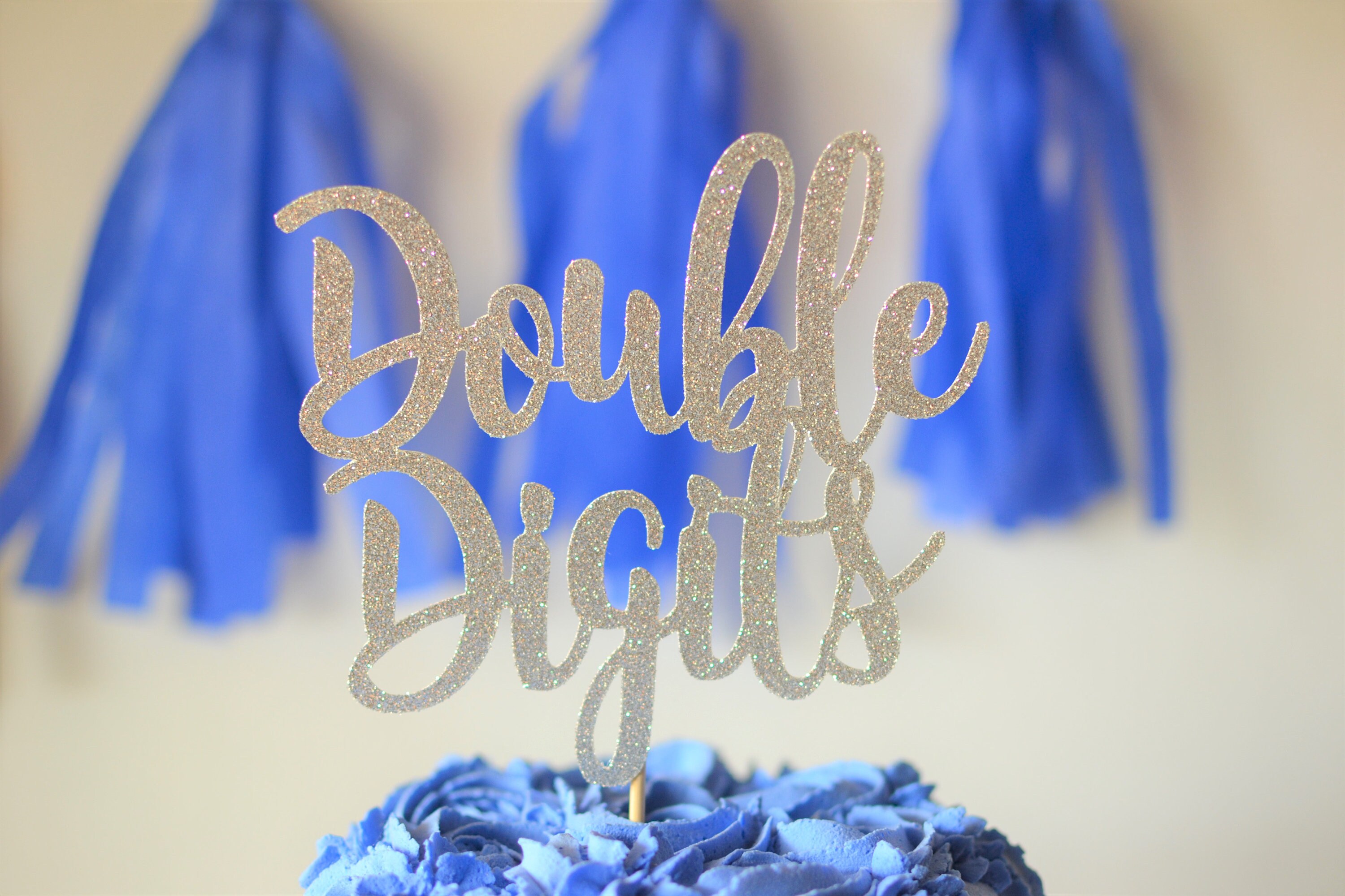 Glitter "double Digits" Ten Cake Topper, 10th Birthday, 10 Year Wedding ...