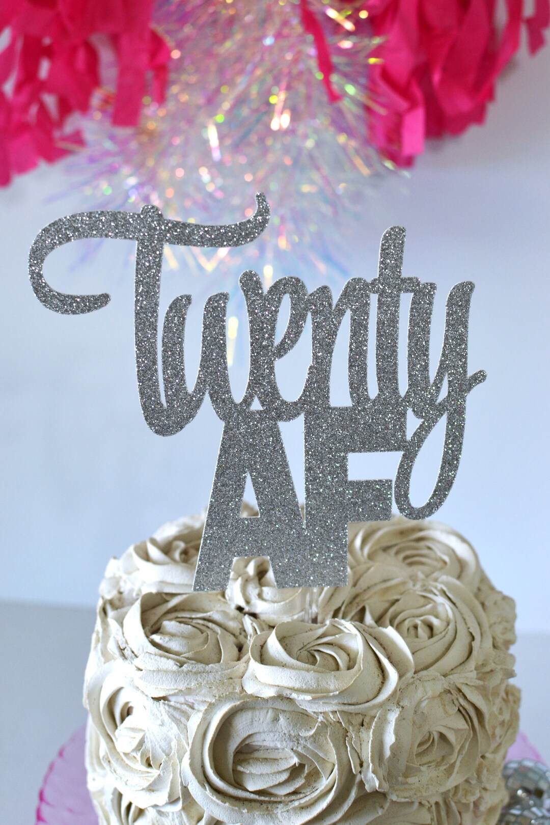 Glitter Twenty AF Cake Topper, Big 20, Happy 20th Birthday, Glitter 20 ...
