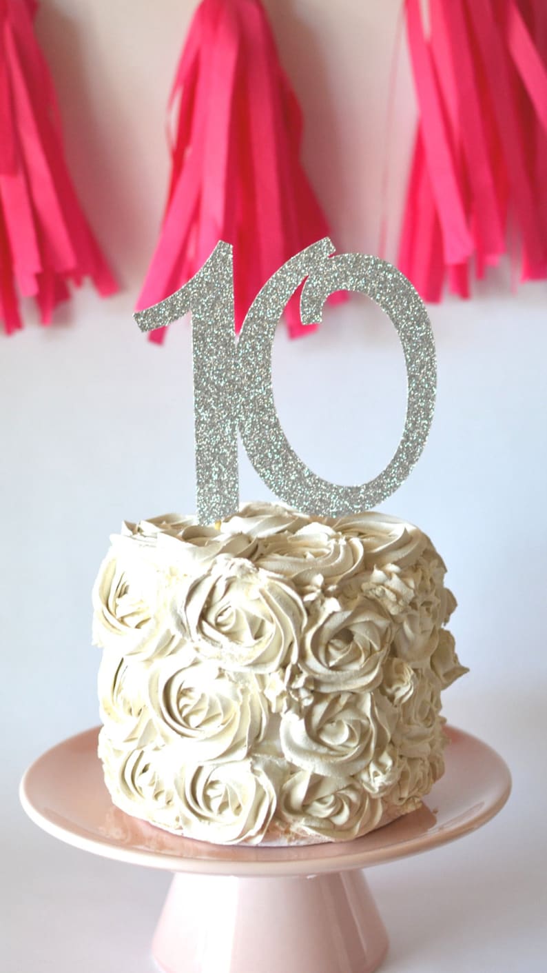 Glitter 10 Ten Cake Topper 10th Birthday 10 Year - Etsy