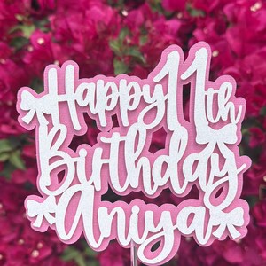 11th Personalized Name With Age White and Pink Happy Birthday Name With ...
