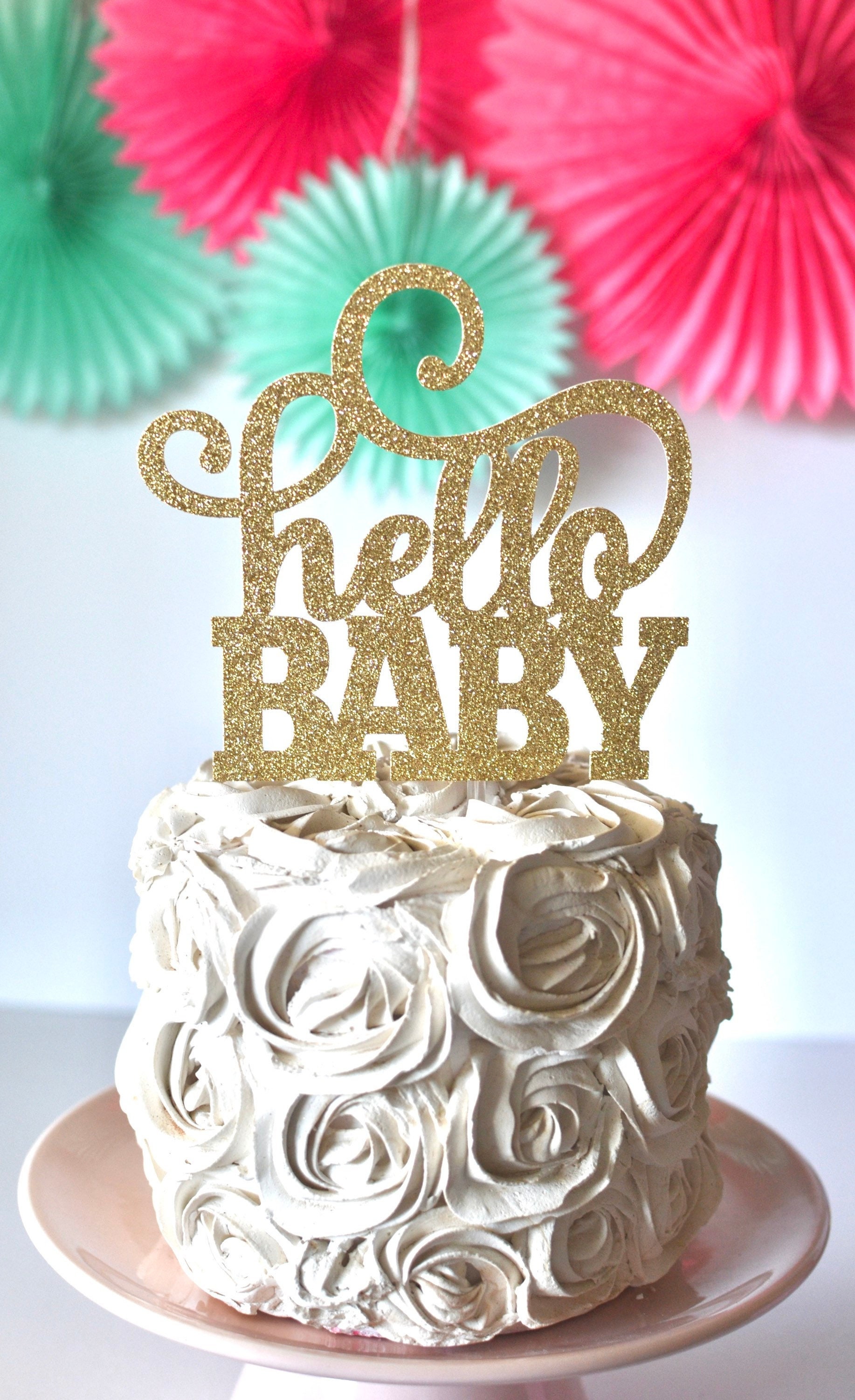 Hello Baby Cake Topper, Baby Shower, It's a Boy, It's a Girl, Gender ...