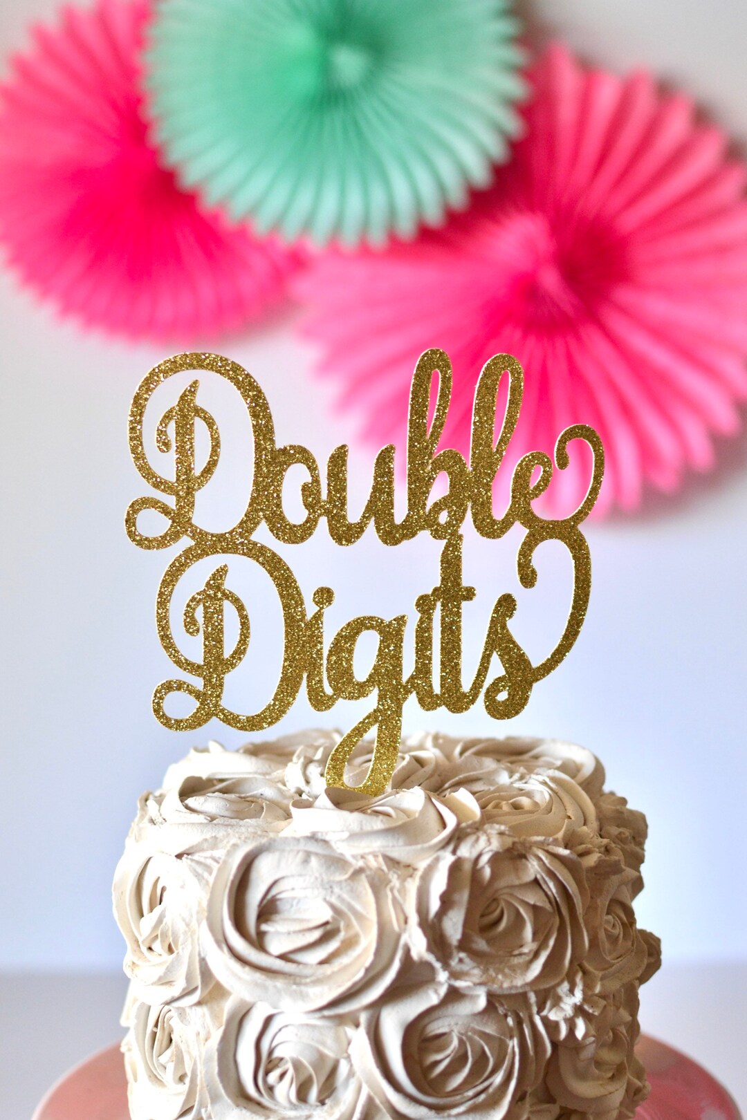 Glitter "double Digits" Ten Cake Topper, 10th Birthday, 10 Year Wedding ...