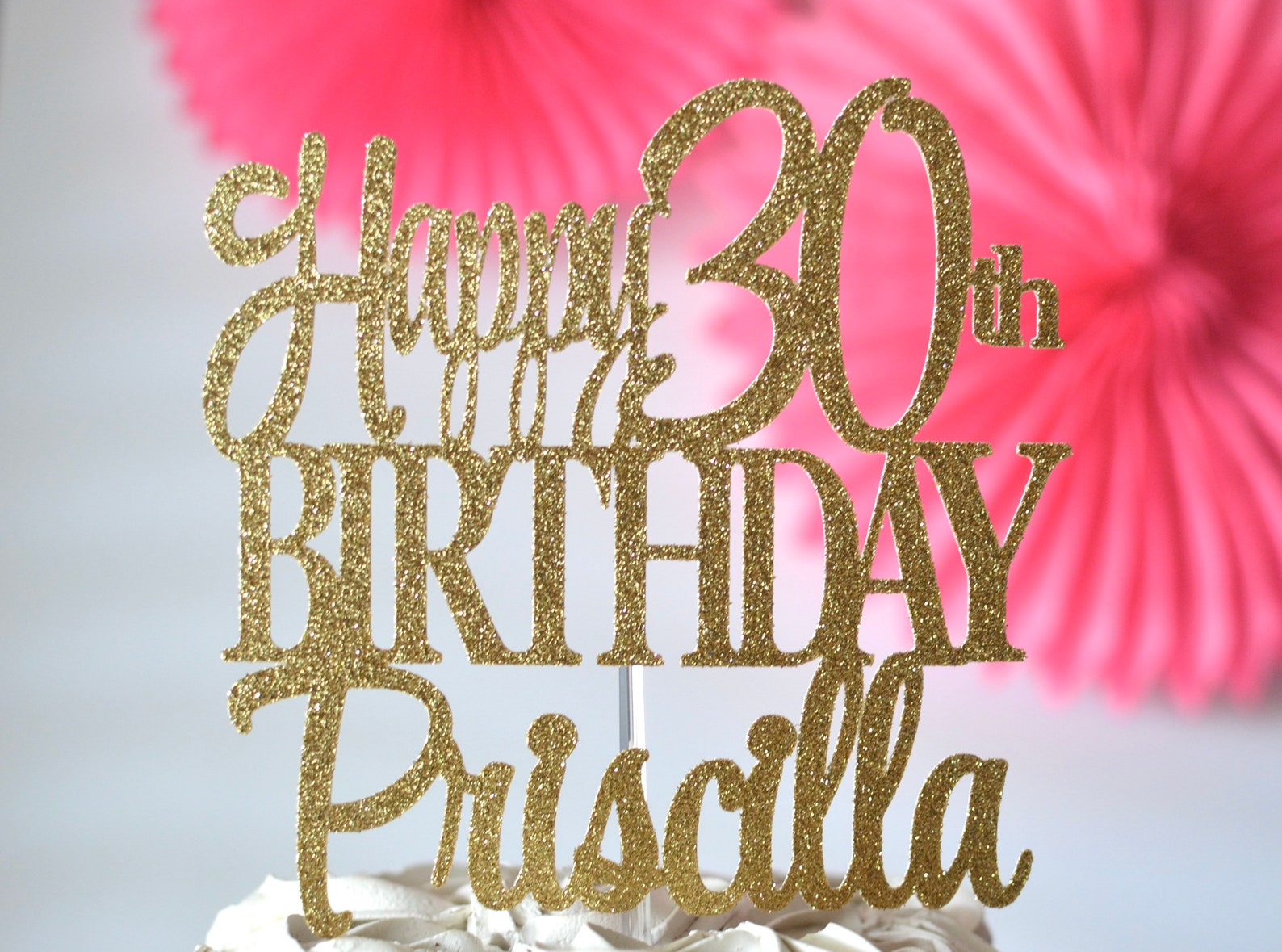 Glitter Personalized Happy 30th Birthday Name Cake Topper | Etsy