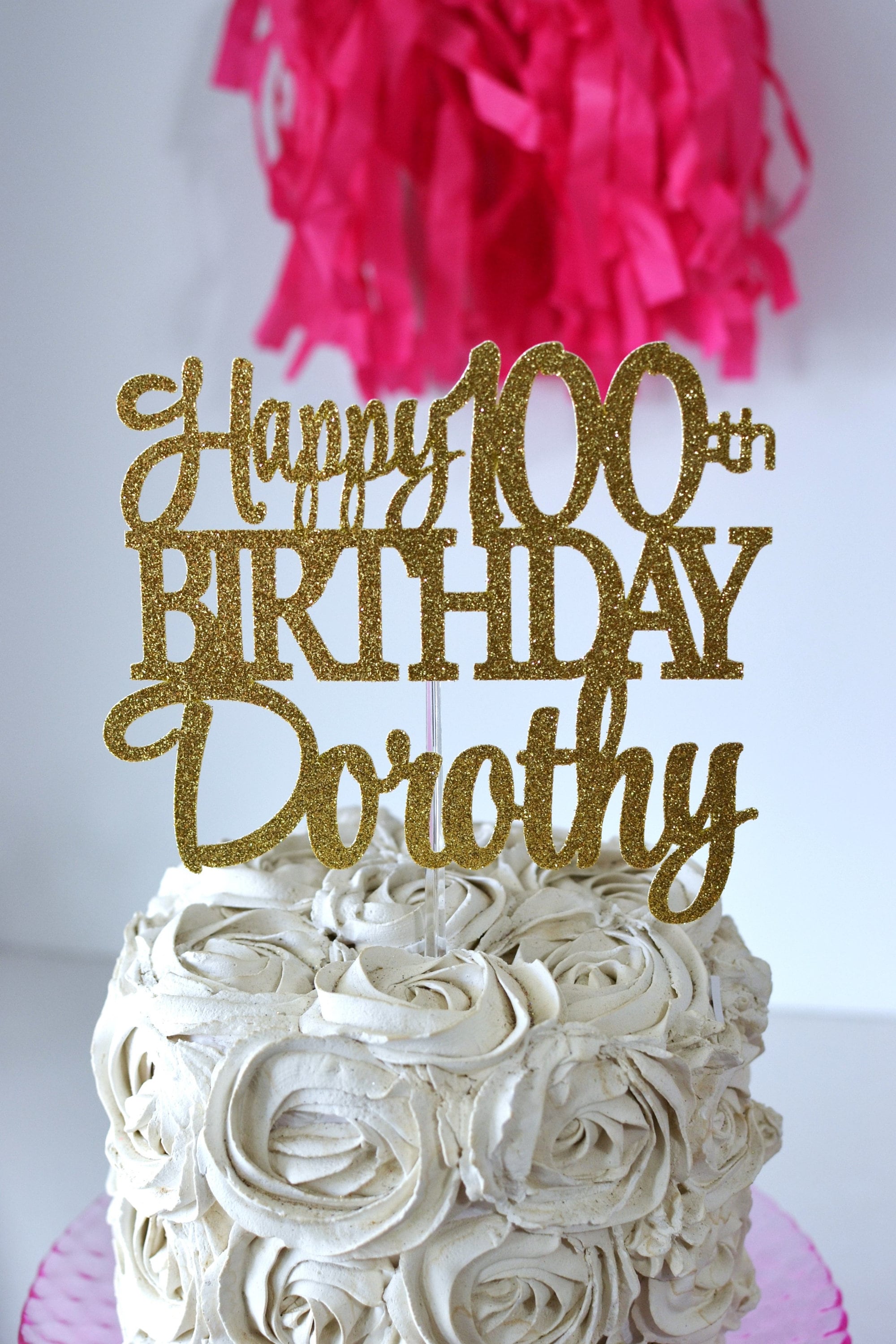 Happy 100th Birthday Personalized Name Cake Topper, Grandma Grandpa ...