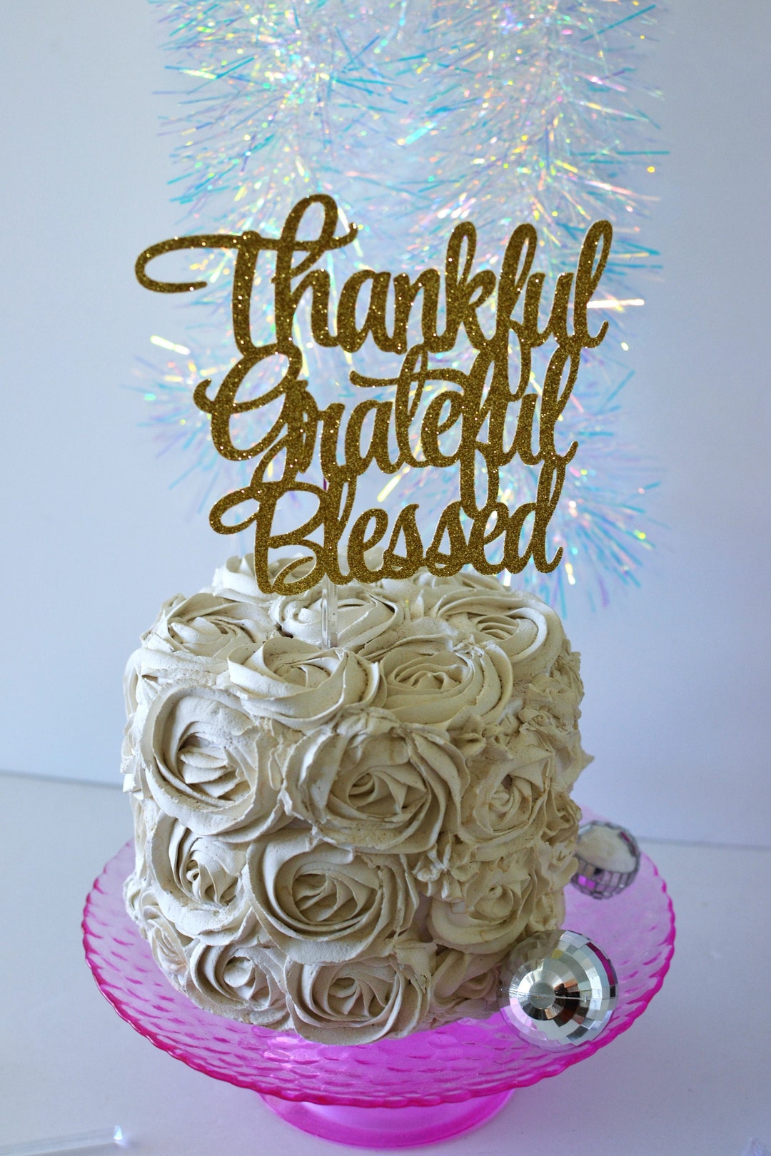 Glitter 'thankful Grateful Blessed' Cake Topper: Thanksgiving Christmas ...