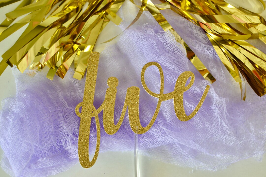 Five Cake Topper 5th Birthday Topper 5 Cake Topper Glitter - Etsy