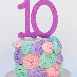 Glitter "10" Ten Cake Topper, 10th Birthday, 10 Year Wedding, Happy ...