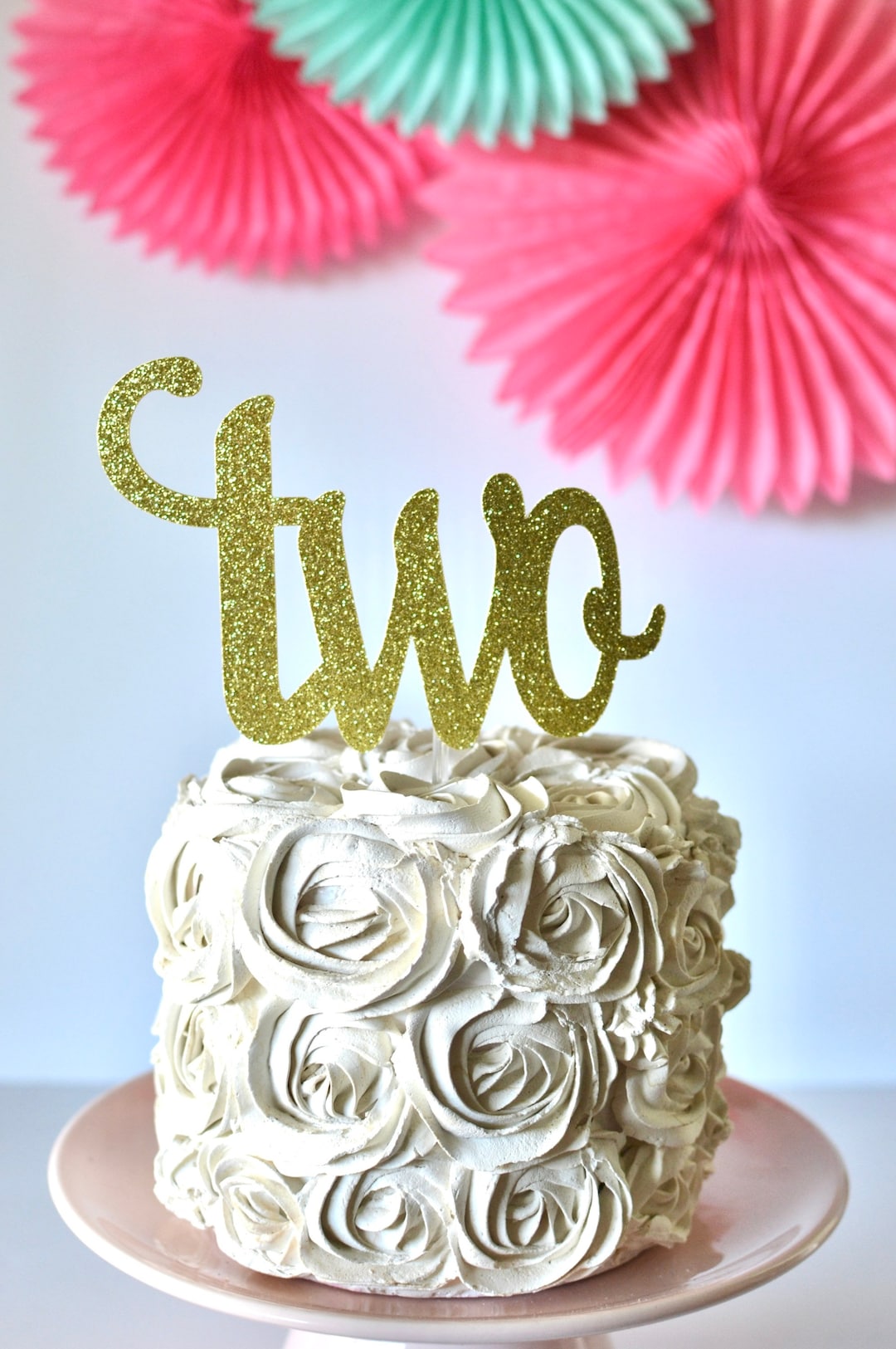 Glitter "two" Cake Topper, 2nd Birthday Topper, Two Cake Topper ...