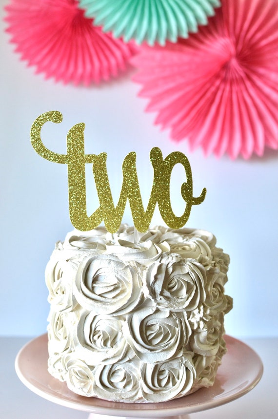 Glitter two Cake Topper 2nd Birthday Topper Two | Etsy