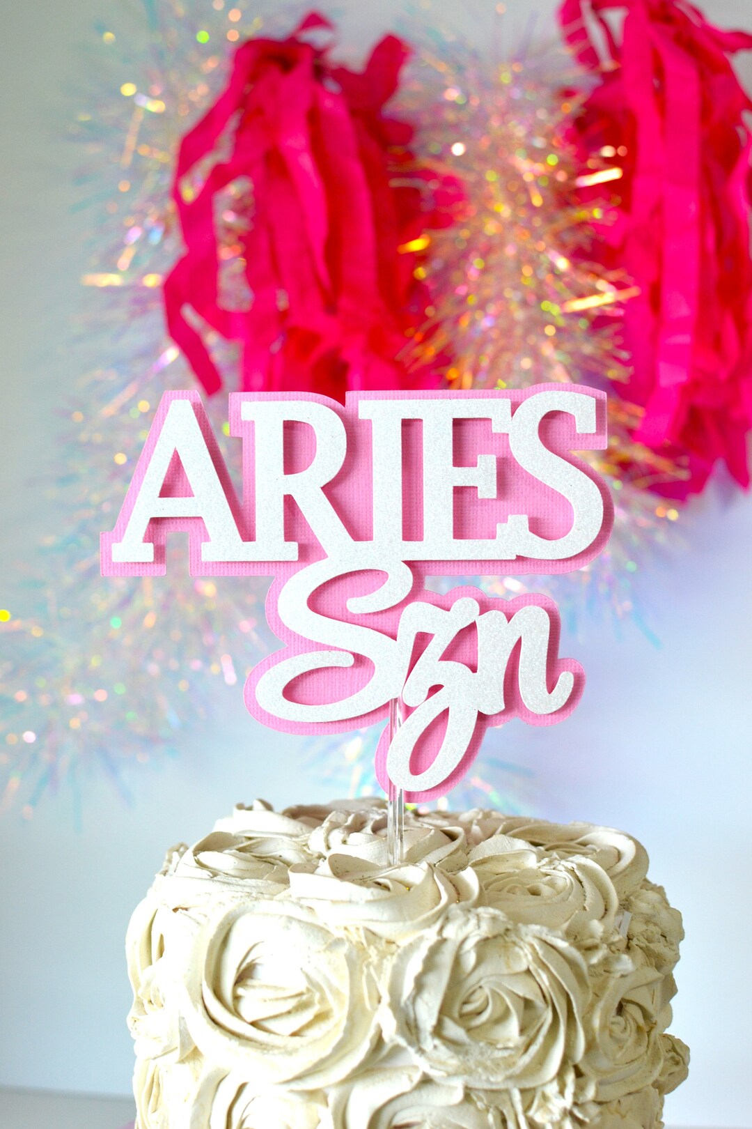 Aries SZN Pink and White, Aries Season Cake Topper, Cake Charm, Zodiac ...